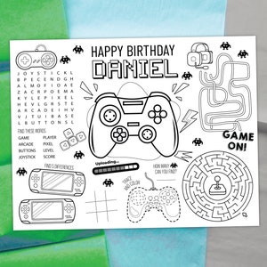 Video Game Coloring Placemat DIGITAL | Player Party Activity | Gamer ...