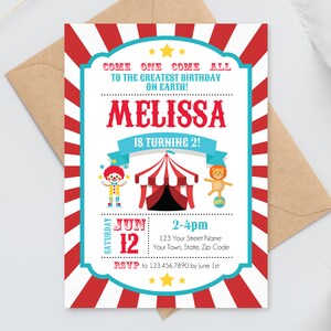 Circus Birthday Invitation DIGITAL | Carnival Birthday Party ...