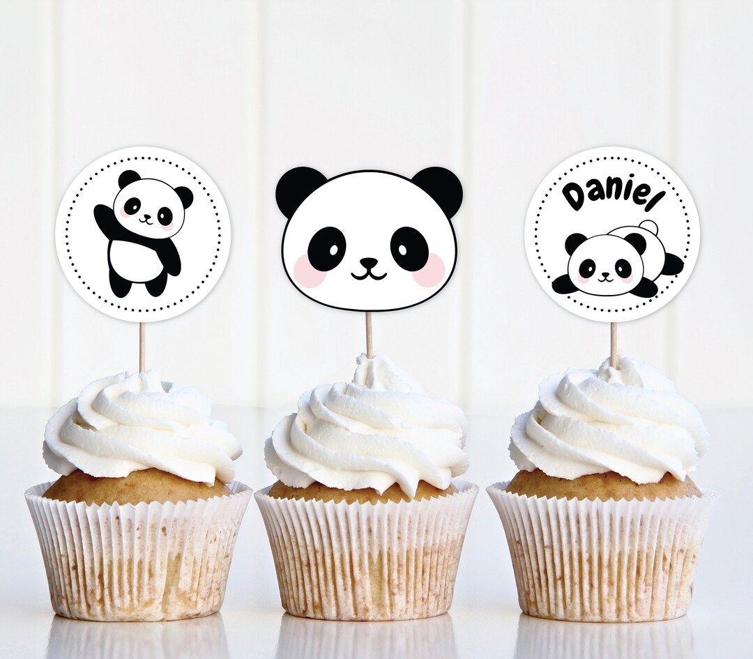 Panda Birthday Cupcake Toppers DIGITAL | Panda Party Decoration ...
