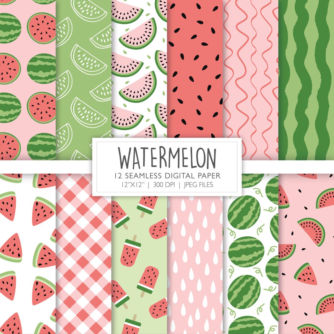 Watermelon Seamless Digital Paper | Tropical Summer Background Pattern ...