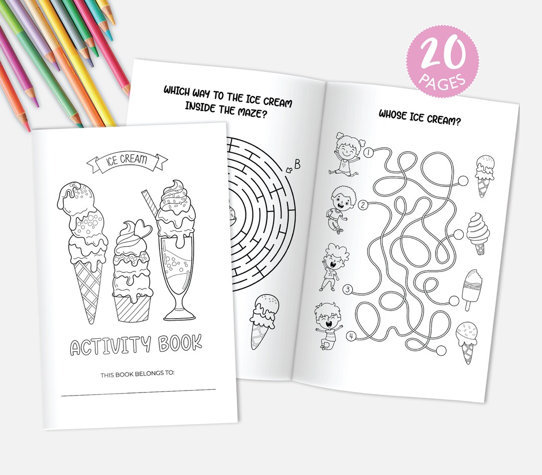 Ice Cream Kids Activity Book DIGITAL | Ice Cream Truck Party Activities ...