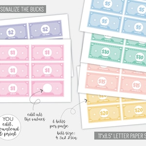 Editable Play Money DIGITAL | Kids Reward System | Pretend Money ...