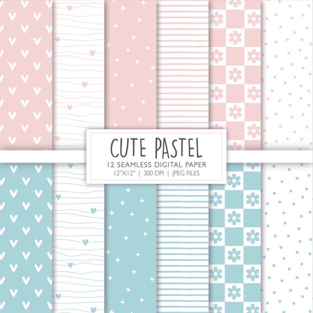Cute Pastel Digital Paper | Cute Baby Pink and Blue Background Pattern ...