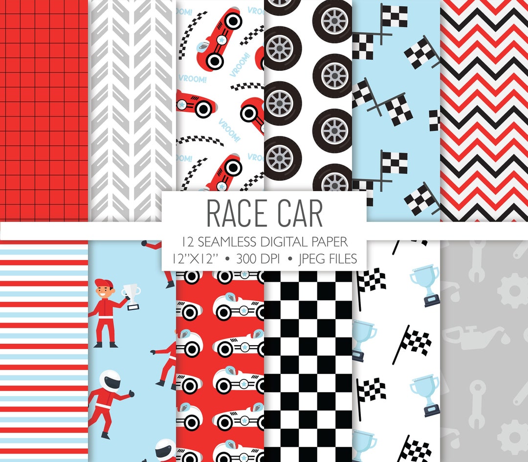 Race Car Seamless Digital Paper Vintage Car Background - Etsy