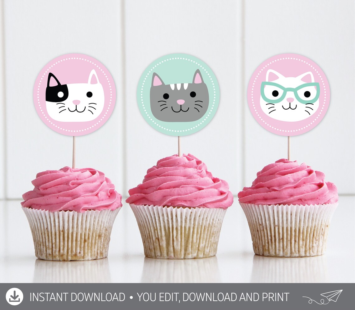 Kitten Birthday Party Kit DIGITAL Cat Party Bundle Set - Etsy