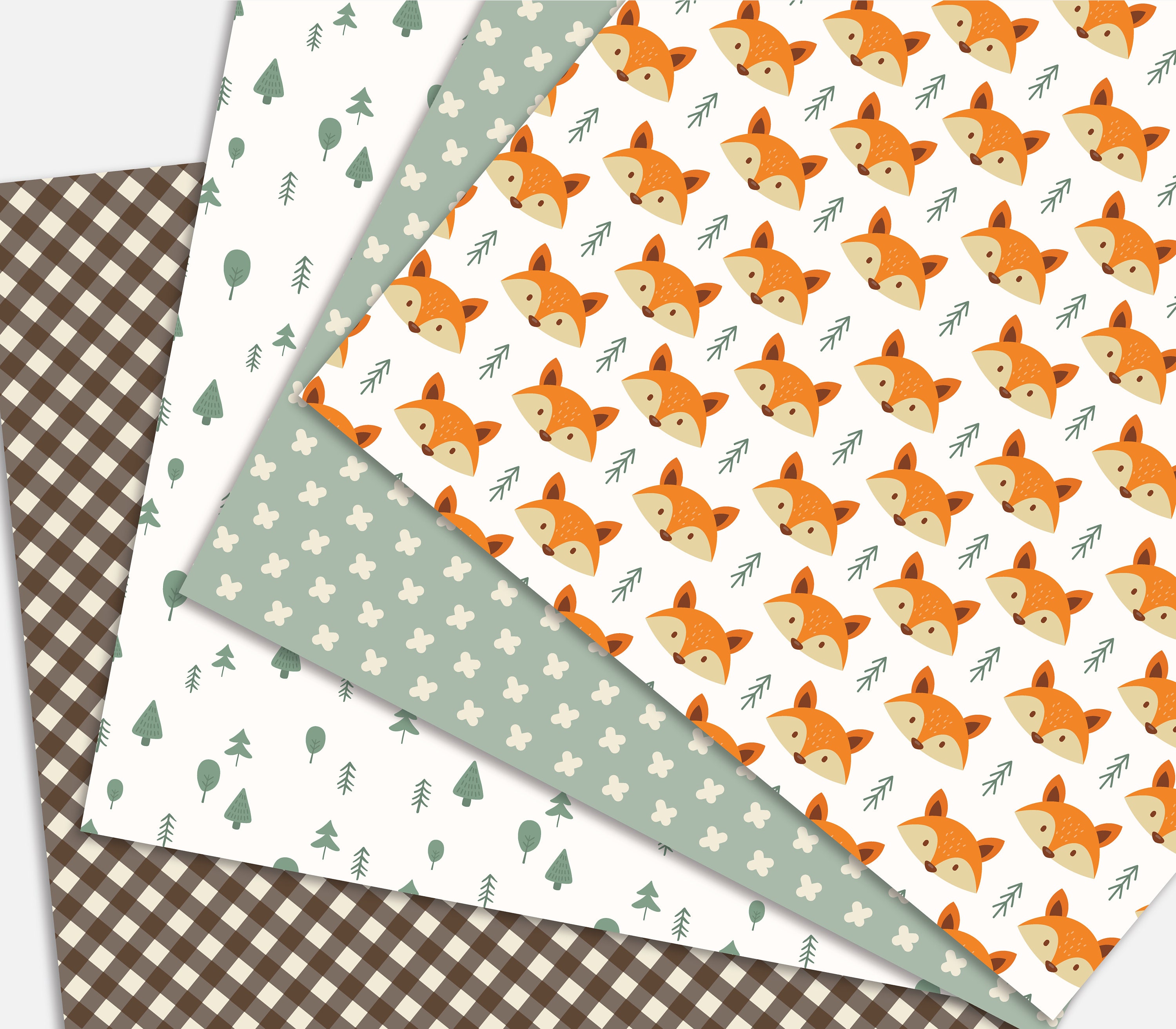 Woodland Fox Seamless Digital Paper Forest Background - Etsy