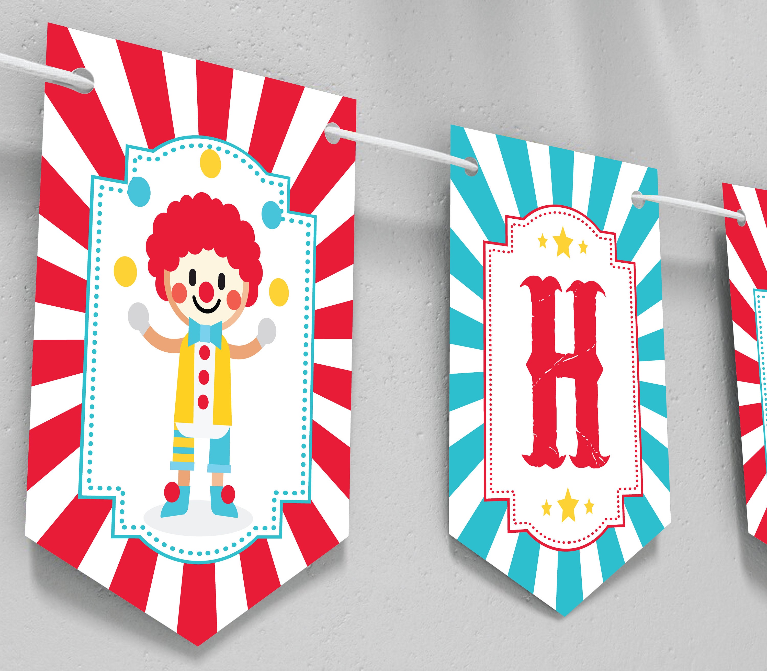Circus Happy Birthday Banner DIGITAL | Carnival Party Decoration ...