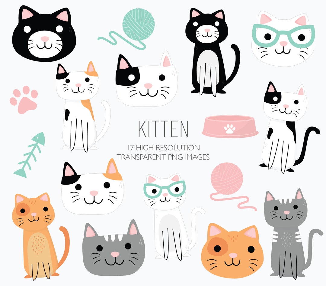 Cat Clipart DIGITAL | Kitten Pre-cropped Image | Kitty PNG Clipart ...