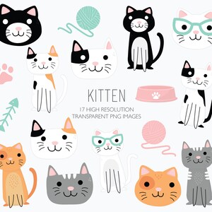 Cat Clipart DIGITAL | Kitten Pre-cropped Image | Kitty PNG Clipart ...