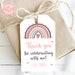Boho Rainbow Birthday Thank You Tag DIGITAL | Rainbow Party Favor Tag ...