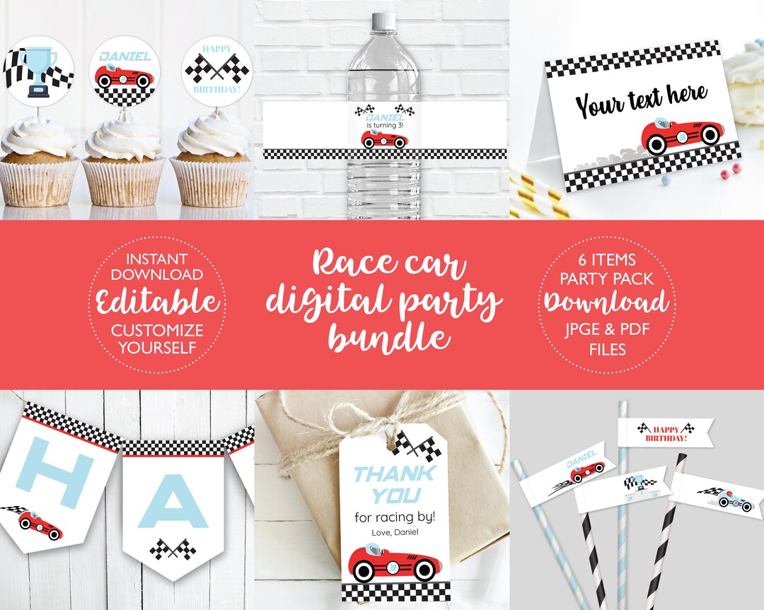 Race Car Birthday Party Kit DIGITAL Vintage Car Party Bundle - Etsy