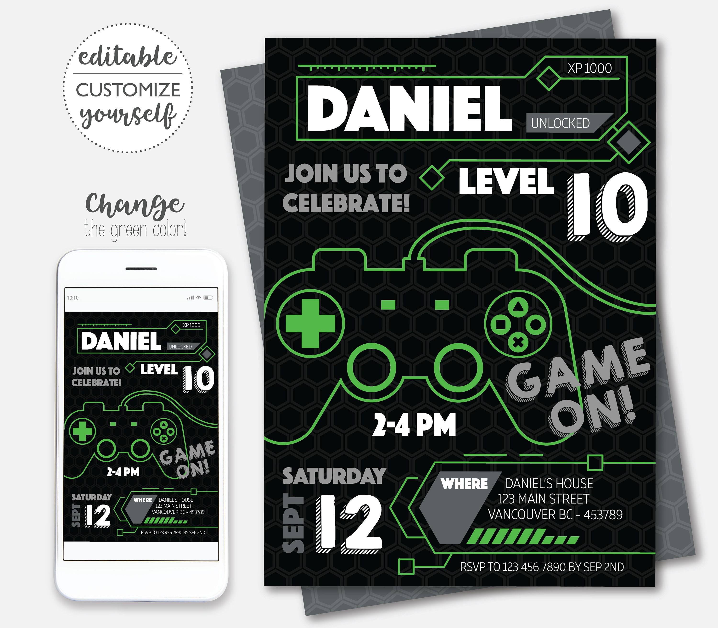 Video Game Birthday Invitation DIGITAL | Game on Party | Personalized ...