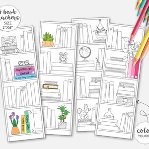 Bookmark Tracker DIGITAL | Coloring Bookshelf Tracker | Book Lover ...