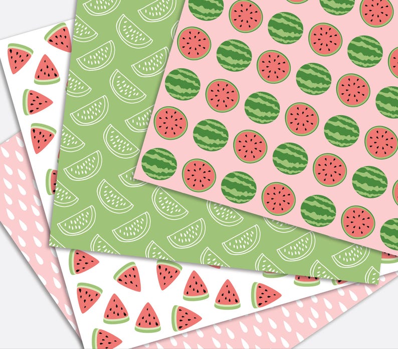 Watermelon Seamless Digital Paper | Tropical Summer Background Pattern ...