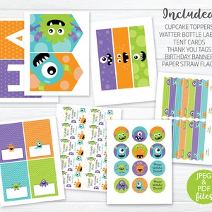 Monster Birthday Party Kit DIGITAL | Little Monster Party Bundle Set ...