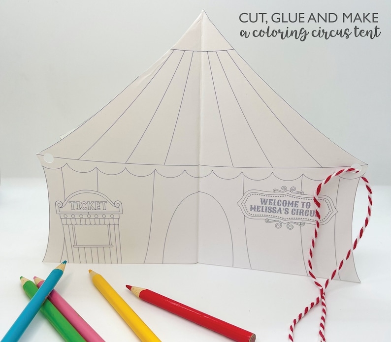 Circus Tent Coloring Pages DIGITAL | Carnival Personalized Coloring ...