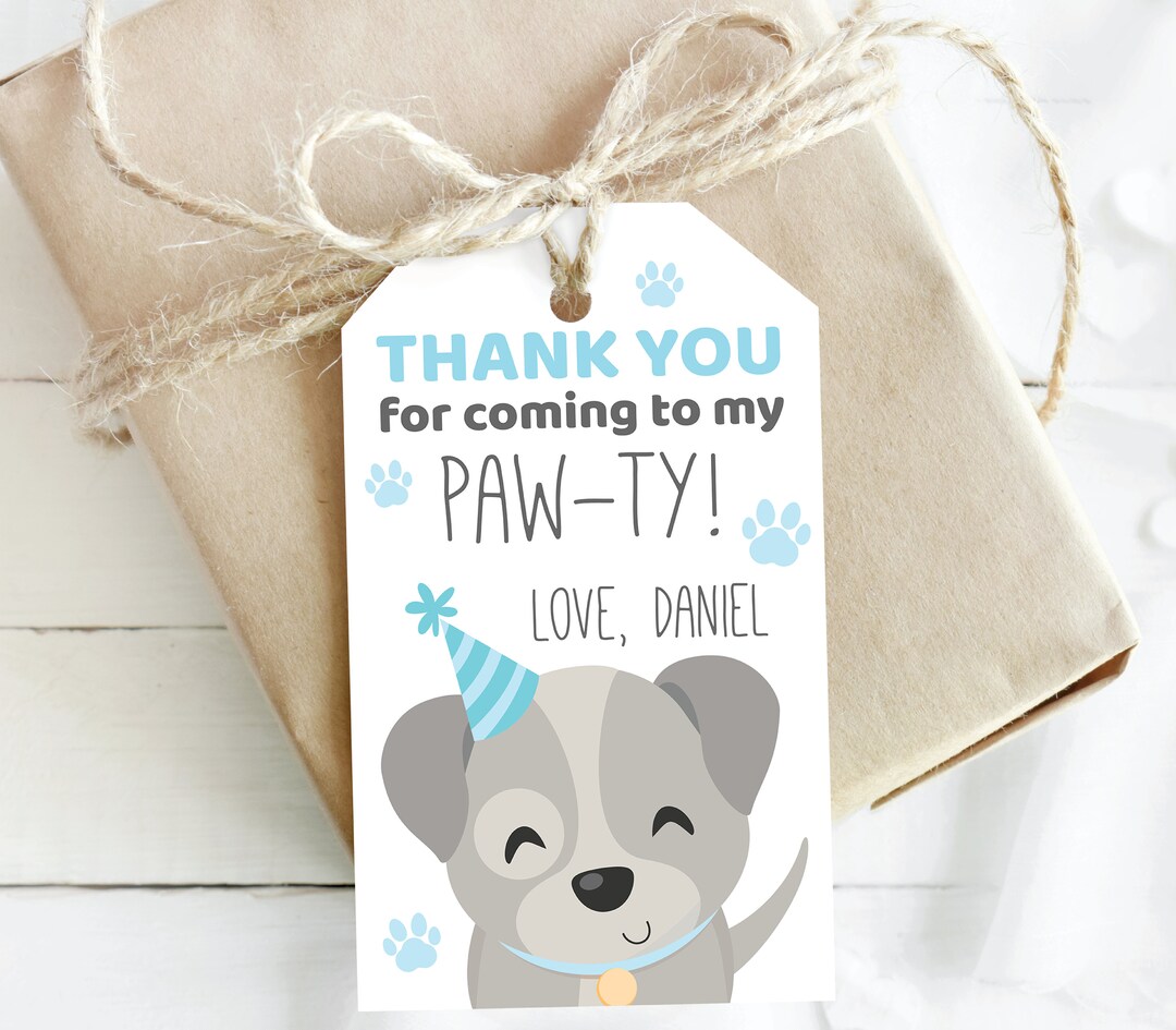 Puppy Birthday Thank You Tag DIGITAL | Dog Party Favor Tag | Woof ...