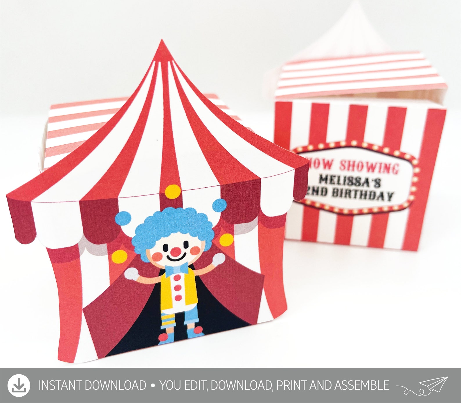 Circus Tent Favor Box DIGITAL Carnival Personalized Party - Etsy