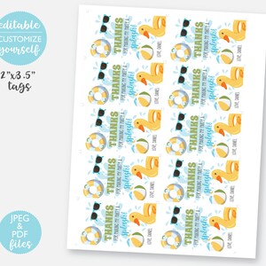 Pool Party Birthday Thank You Tag DIGITAL | Beach Summer Blue Favor Tag ...