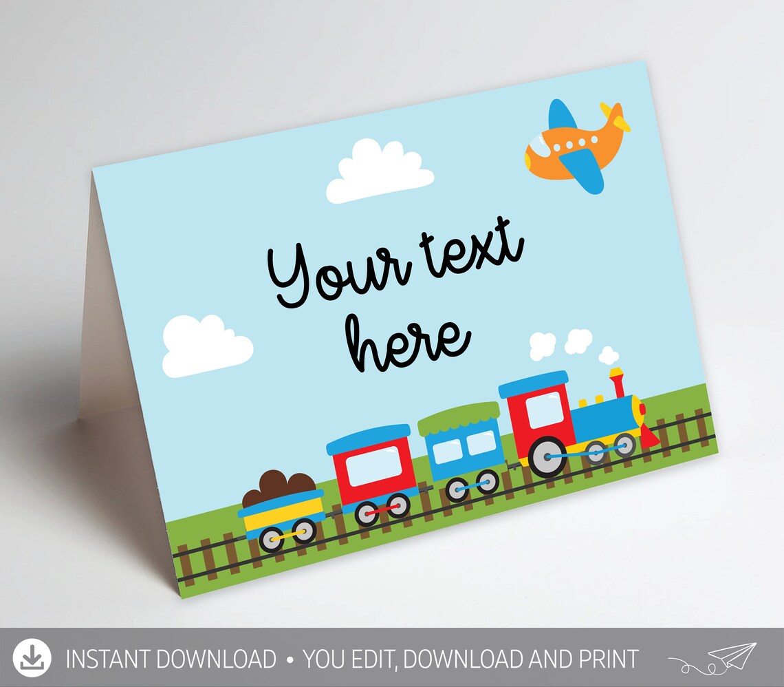 Transportation Birthday Tent Cards DIGITAL Transport Party - Etsy