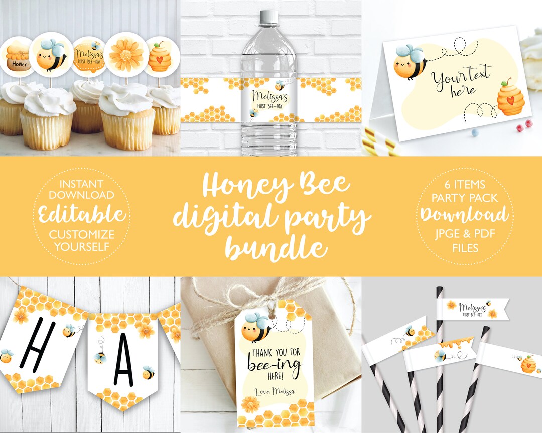 Honey Bee Birthday Party Kit DIGITAL Bee-day Party Bundle - Etsy
