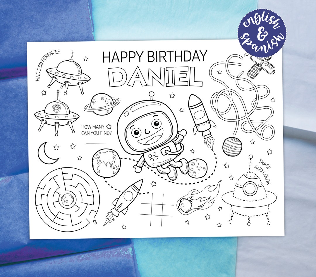 Space Coloring Placemat DIGITAL | Astronaut Party Activity Sheet | Kids ...