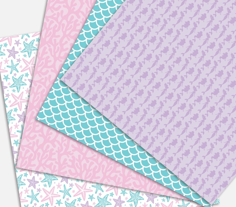 Mermaid Seamless Digital Paper | Underwater Background Pattern ...