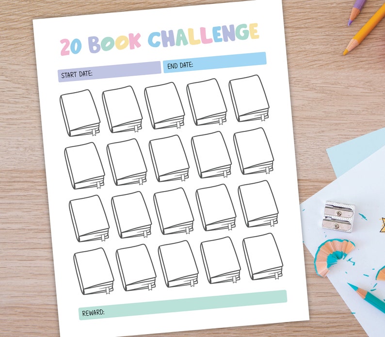 20 Book Reading Challenge for Kids DIGITAL | Reading Log | Challenge ...