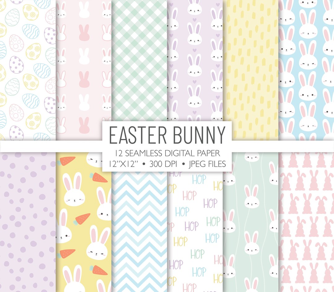 Easter Bunny Seamless Digital Paper Cute Spring Bunny - Etsy