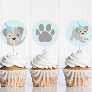 Puppy Birthday Cupcake Toppers DIGITAL | Dog Party Decoration | Woof ...