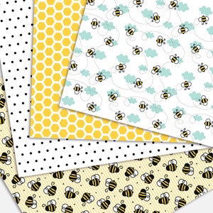 Honey Bee Seamless Digital Paper | Sweet Bumble Bee Heart Background ...