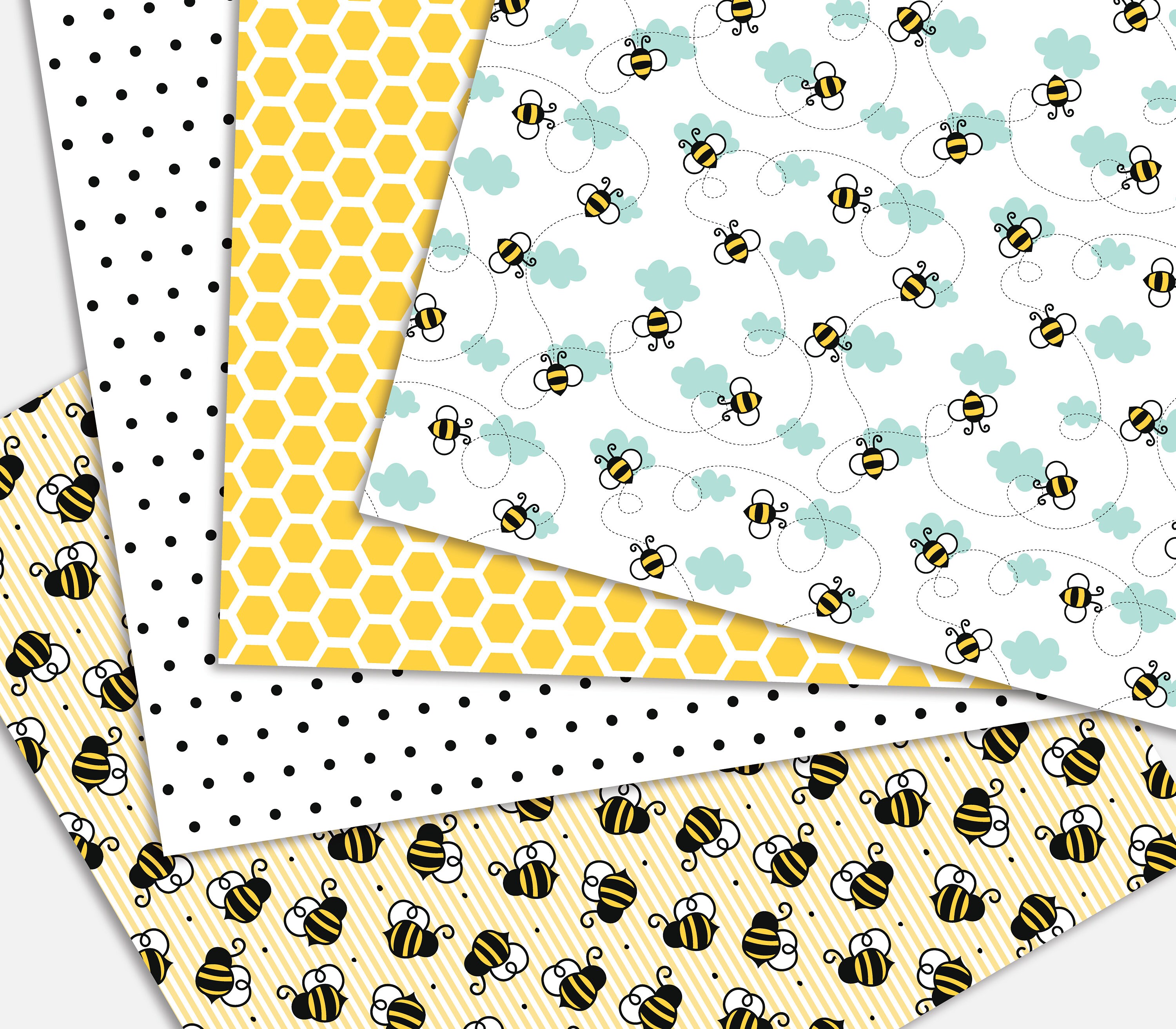 Honey Bee Seamless Digital Paper | Sweet Bumble Bee Heart Background ...