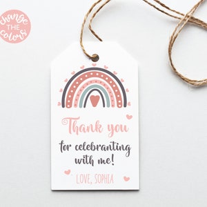 Boho Rainbow Birthday Thank You Tag DIGITAL | Rainbow Party Favor Tag ...