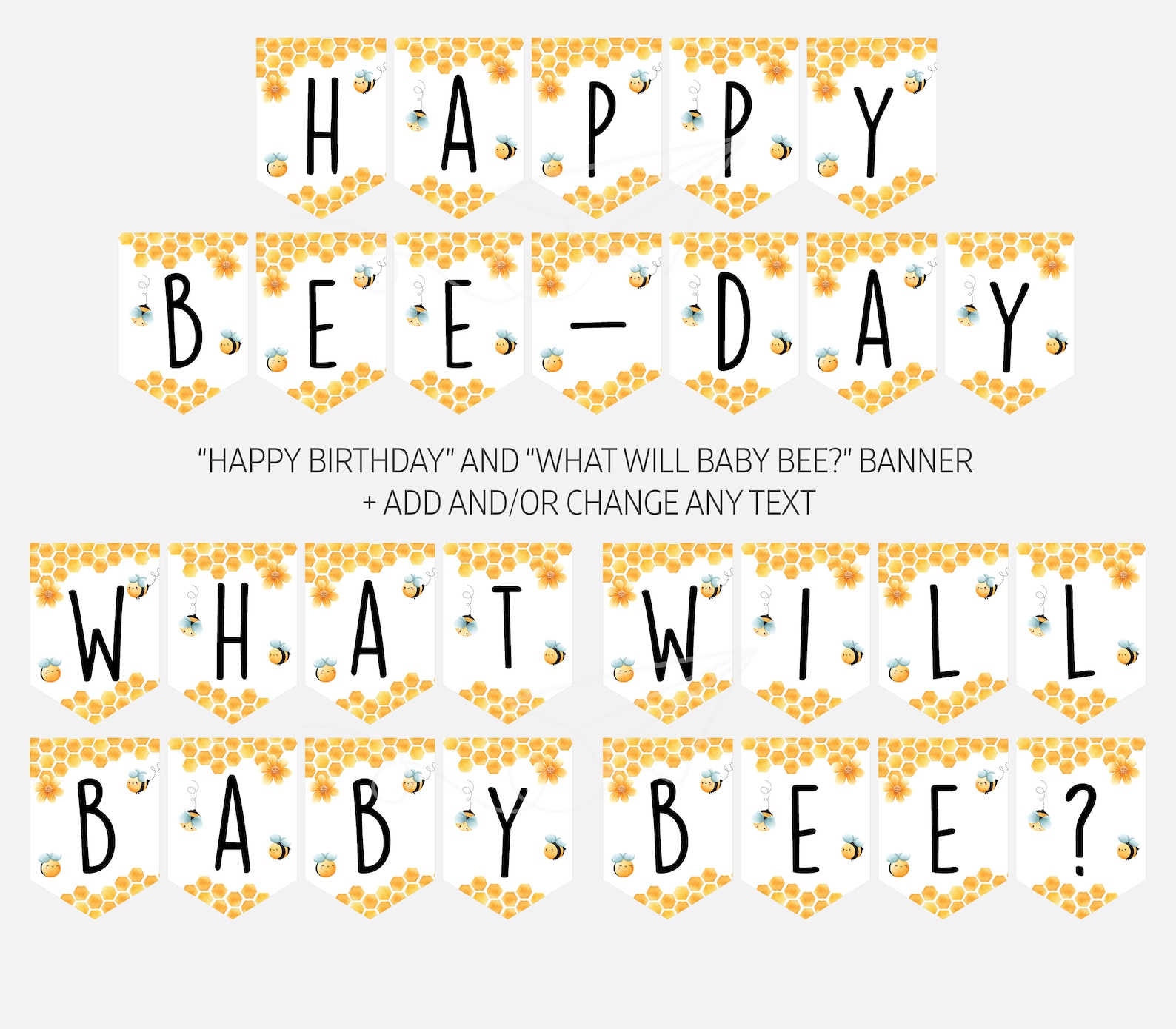 Honey Bee Happy Birthday Banner DIGITAL | What Will Baby Bee Banner ...