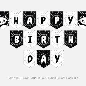 Panda Happy Birthday Banner DIGITAL | Panda Party Decoration ...