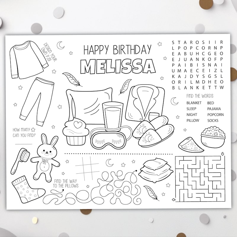Pajama Coloring Sheets - Etsy UK