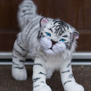 In Stock! Realistic White Tiger Cub Plush, Lifelike Stuffed White Tiger ...