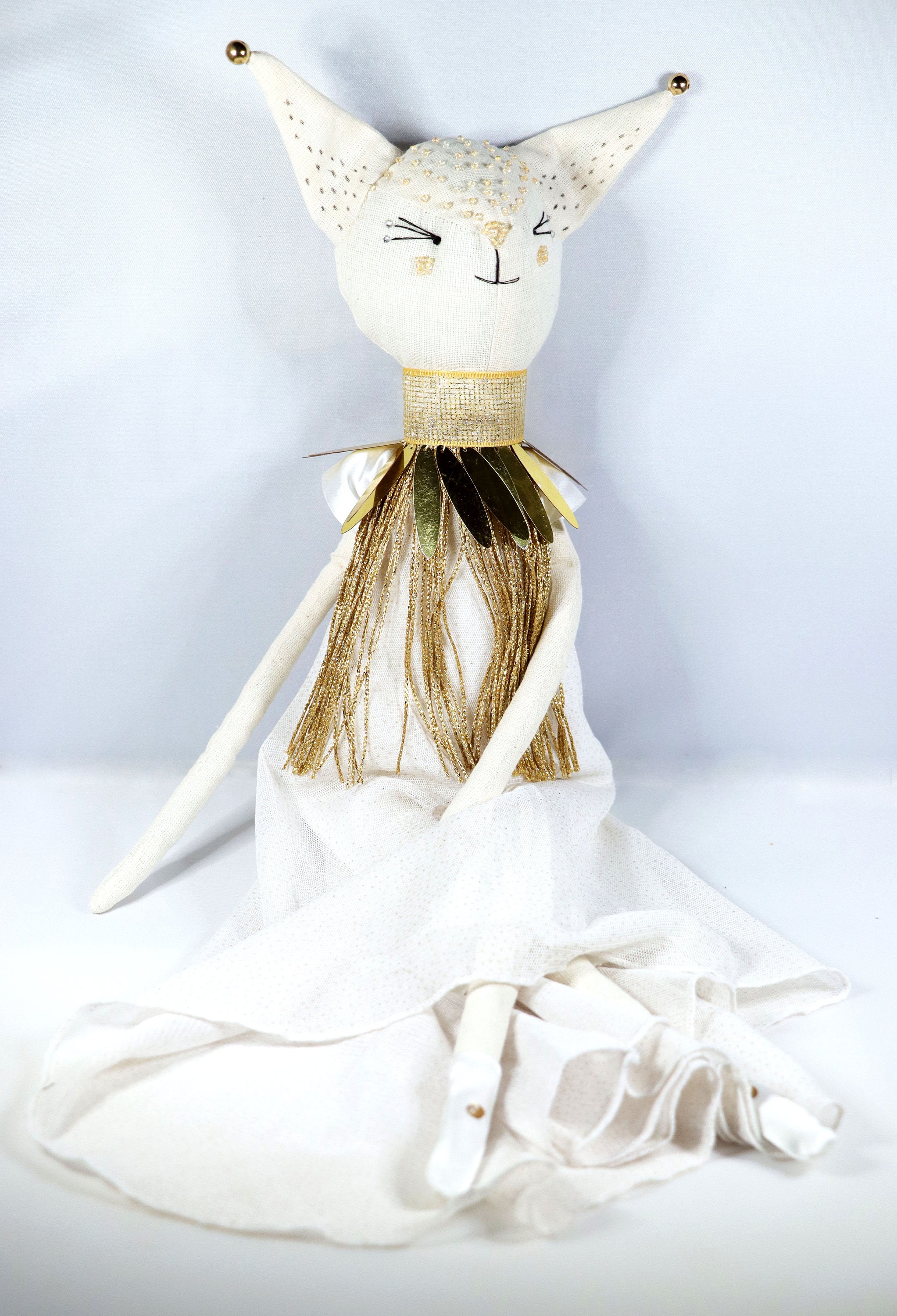 Fox Rag Doll Couple With Sparkly Beads, Sequin Bow and Shimmering ...