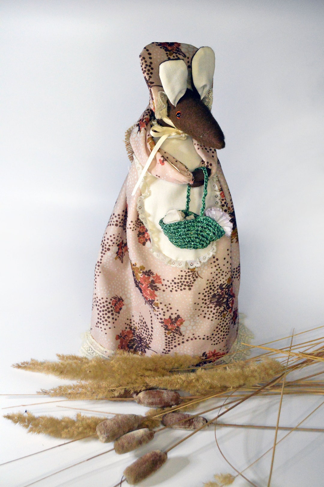 Rat Art Doll With Victorian Dress and Bonnet. Soft Fabric Sculpture ...
