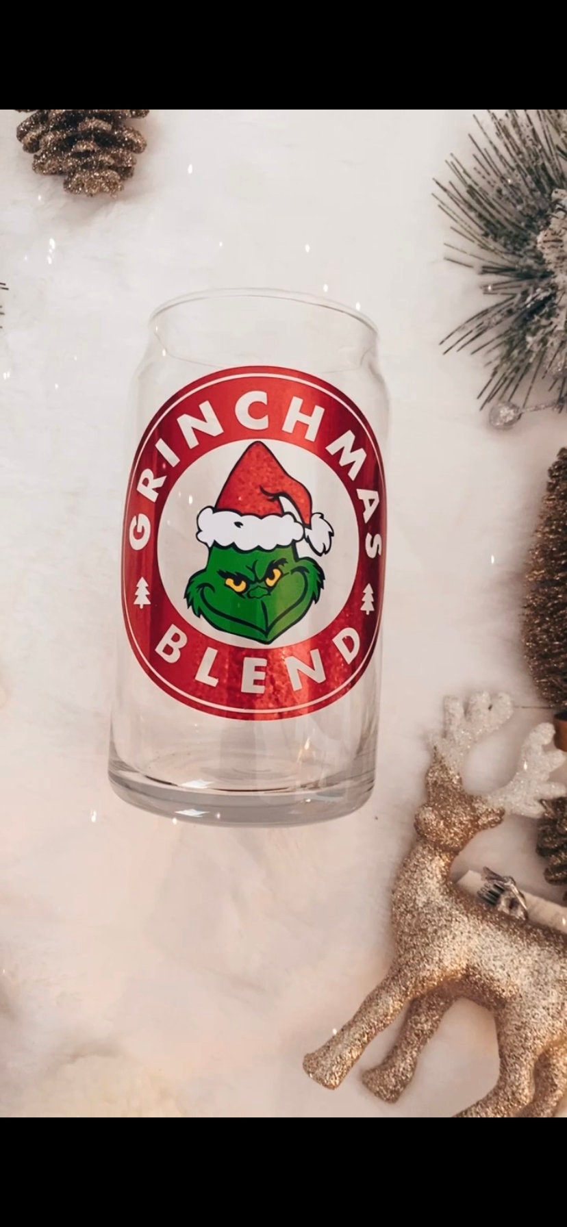 Grinch Beer Can Glass, Christmas Cup, Christmas Coffee Cup, Christmas ...