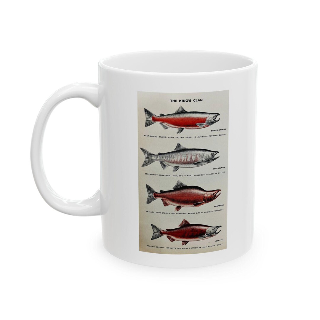 Fishing Ceramic Mug, Vintage Art Style, Fishing Coffee Cup, Fishing ...