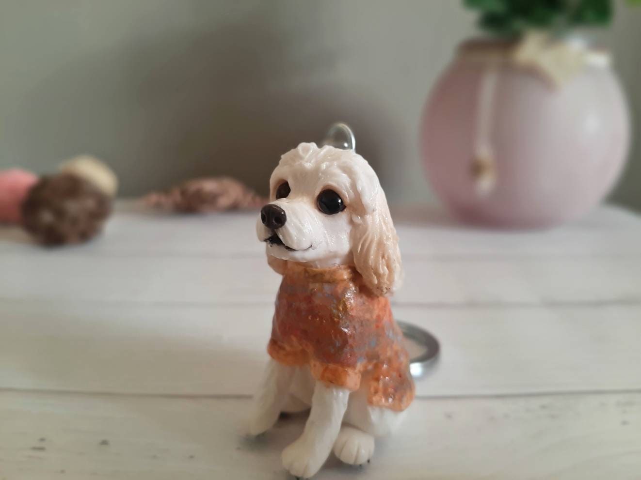 CUSTOM Dog Keychain White Dog Keychain Pet Memorial - Etsy