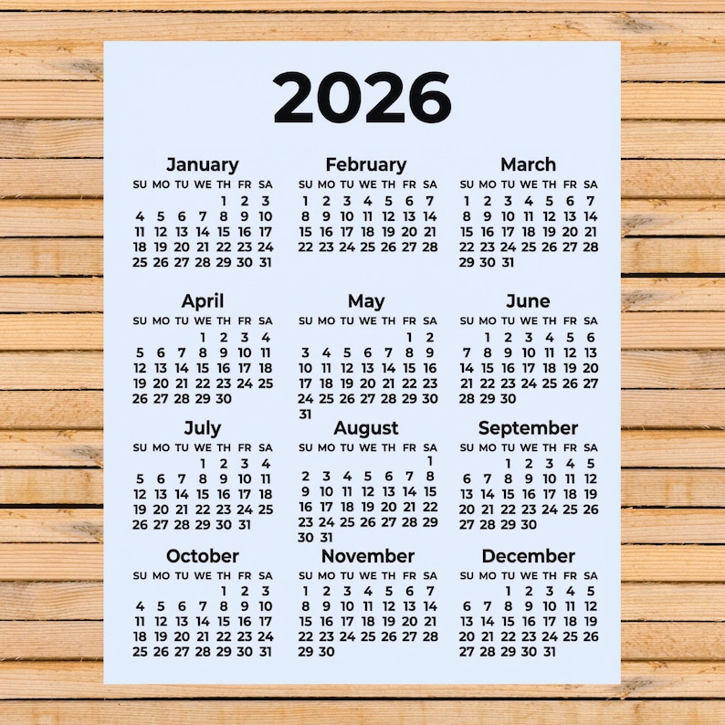 2026 Calendar Printable | Digital Download - Etsy