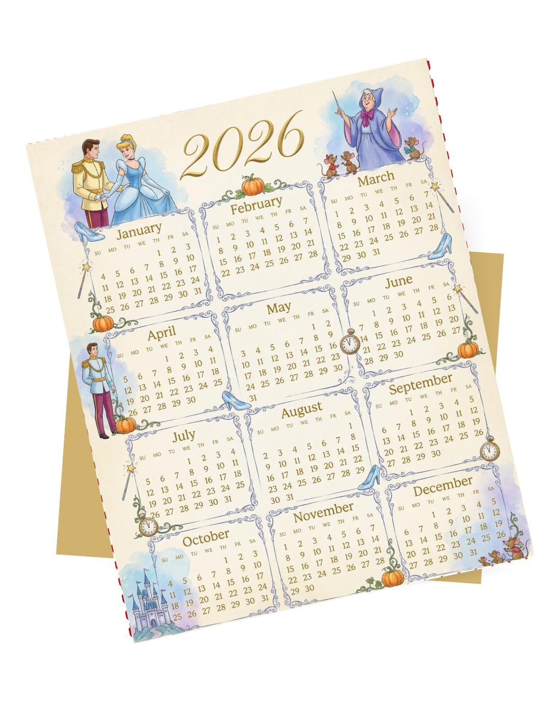 2026 Princess Theme Calendar Printable | Fairy Tale Planner | Digital ...