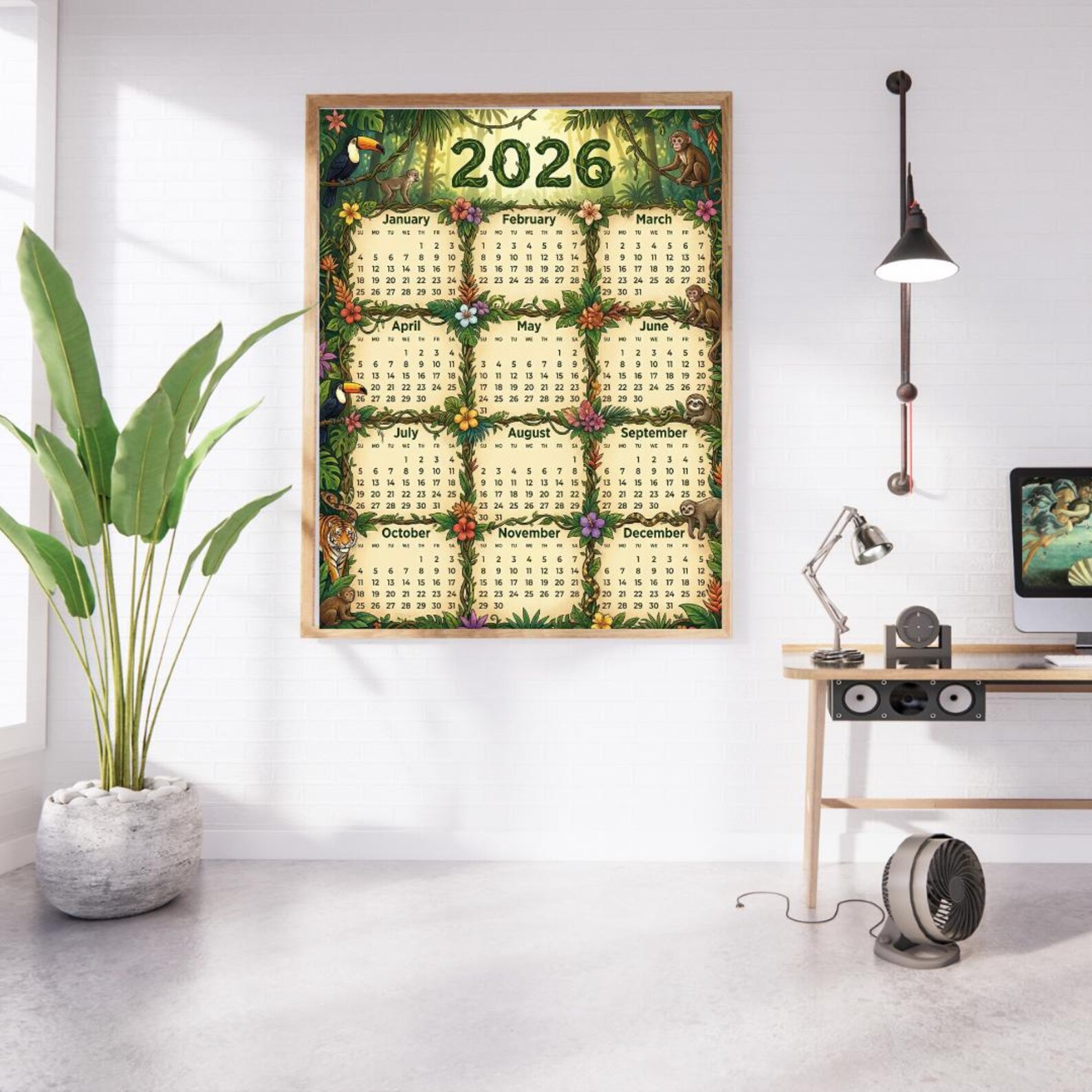 2026 Jungle Theme Calendar Printable | Safari Planner | Digital ...