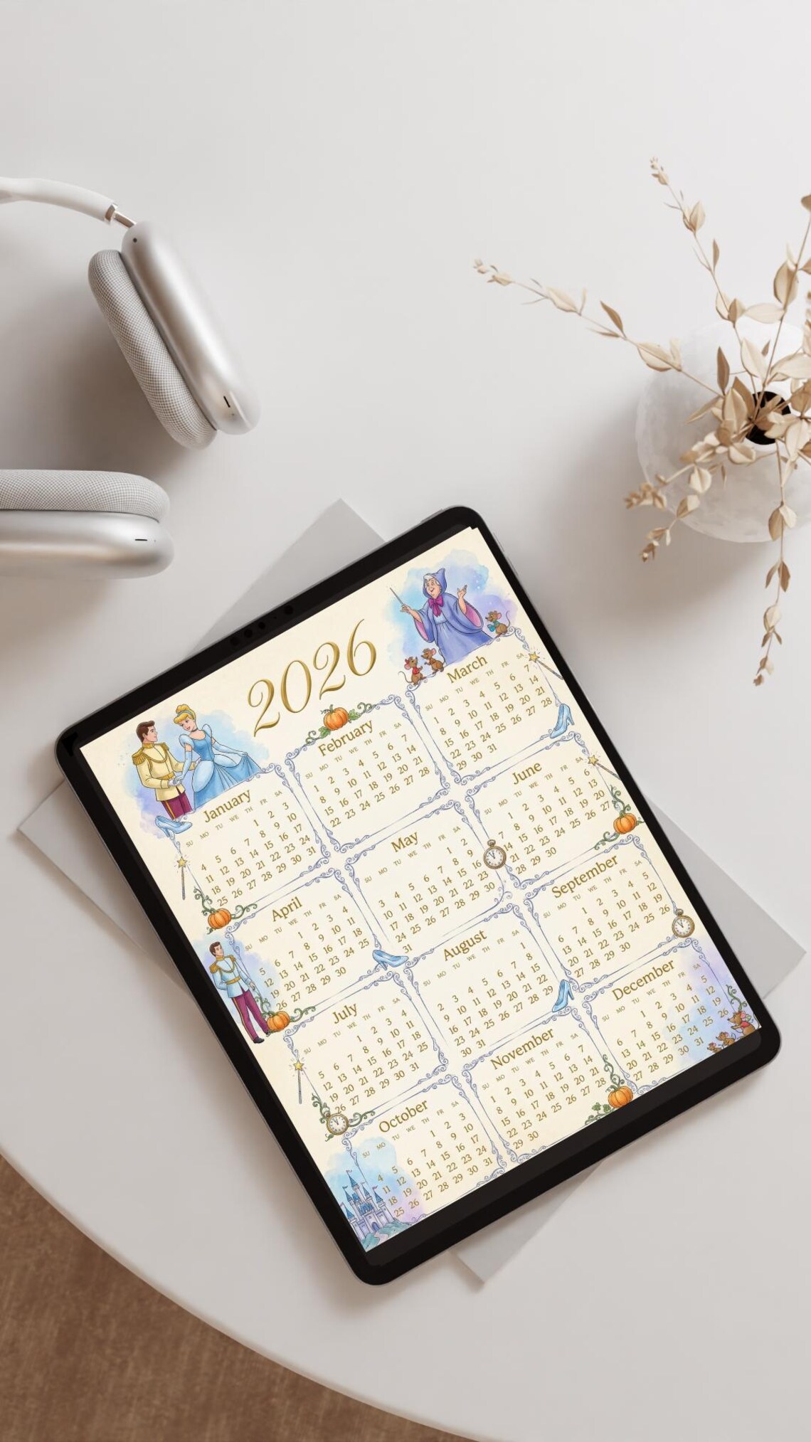 2026 Princess Theme Calendar Printable | Fairy Tale Planner | Digital ...