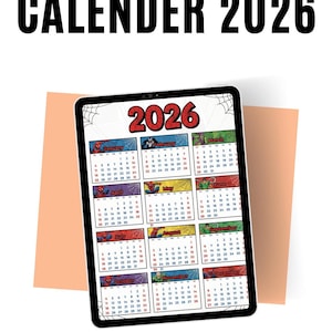 2026 Superhero Theme Calendar Printable | Comic Style Planner | Digital ...