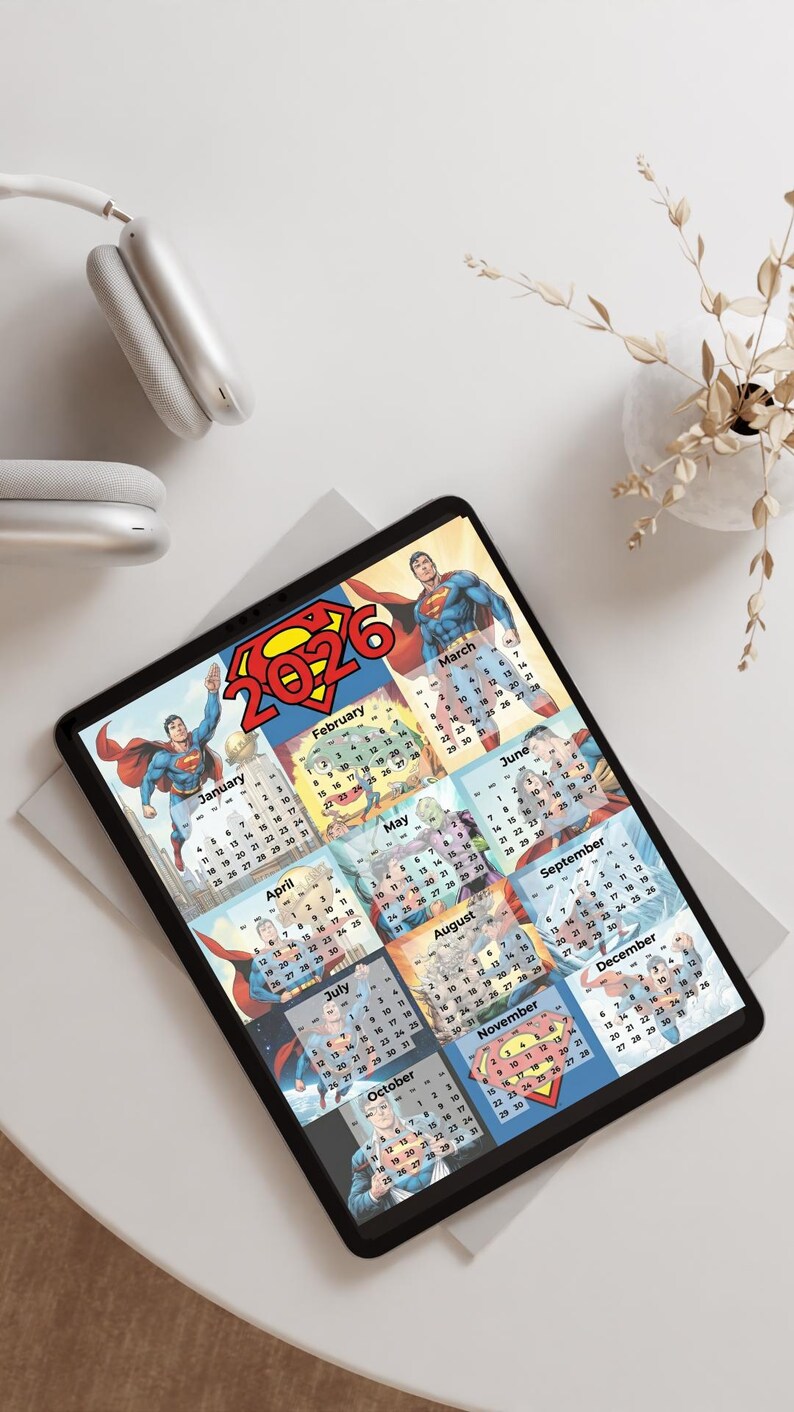 2026 Superhero Theme Calendar Printable Planner | Comic Style Organizer ...