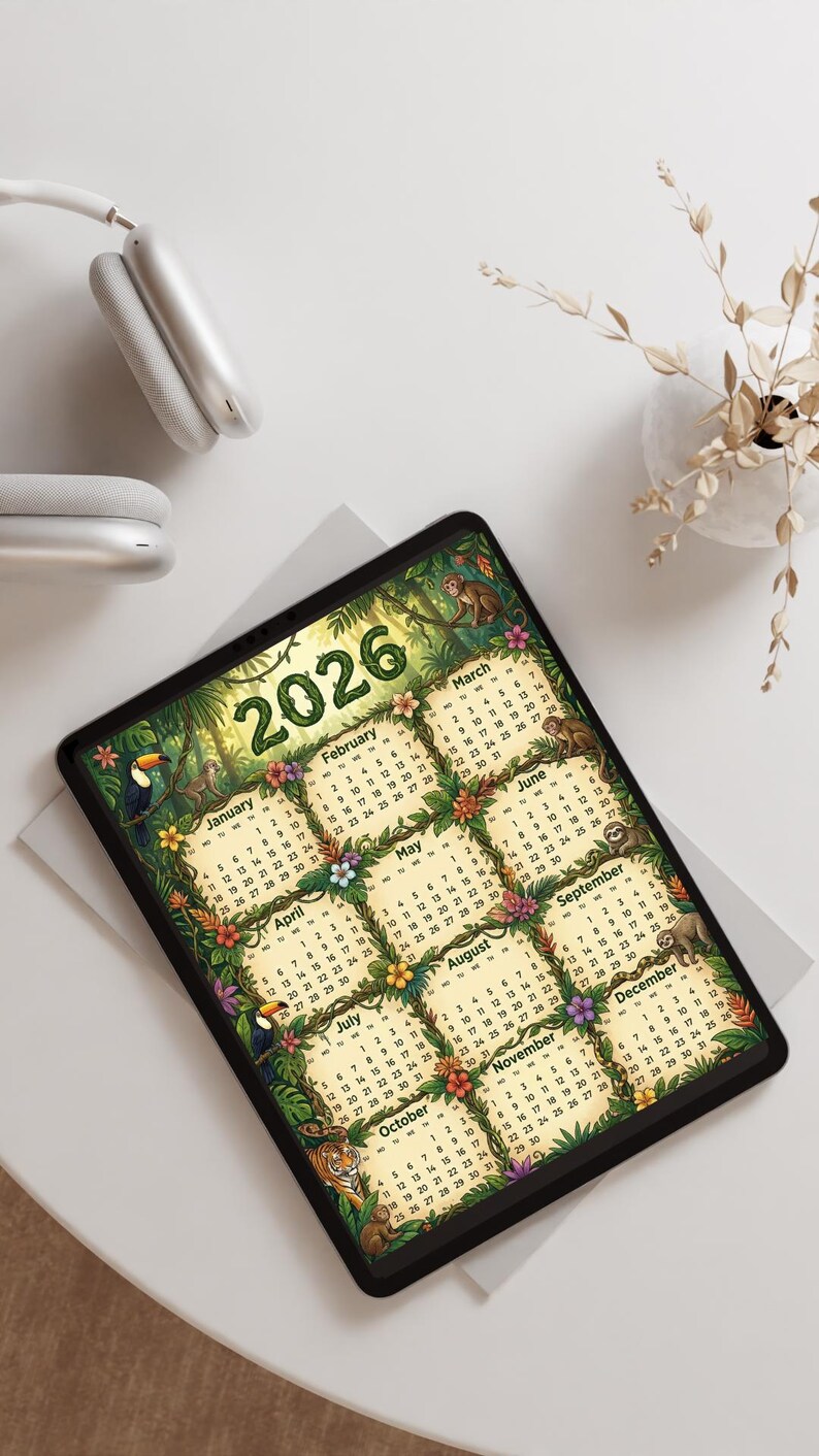 2026 Jungle Theme Calendar Printable | Safari Planner | Digital ...