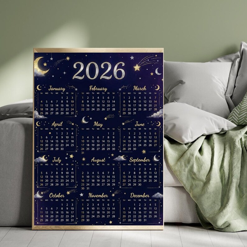Twinkle Twinkle Themed Calendar Printables,2026 Calender - Etsy